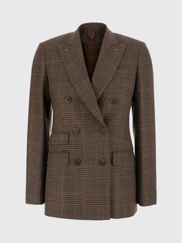 Max Mara Prince Of Wales Pure Wool Double-breasted Blazer