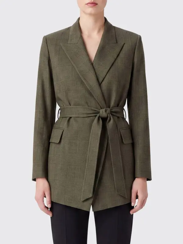 Max Mara Prince Of Wales Check Wool Robe Blazer - Brown