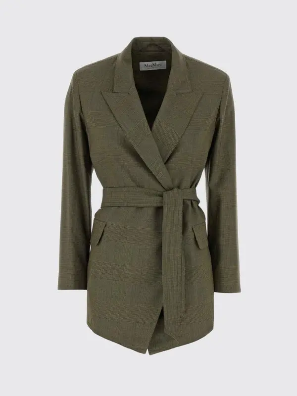 Max Mara Prince Of Wales Check Wool Robe Blazer