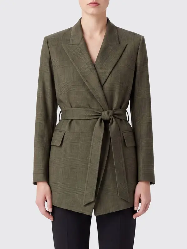 Max Mara Prince Of Wales Check Wool Robe Blazer - Brown