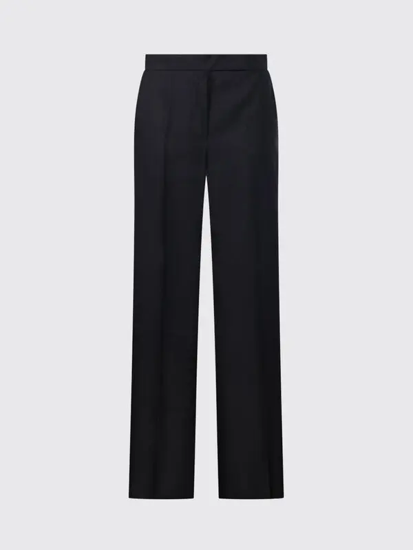 Max Mara High-waisted Straight Leg Trousers In Linen And Silk - Black