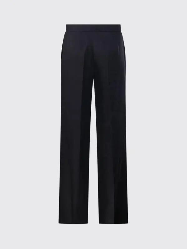 Max Mara High-waisted Straight Leg Trousers In Linen And Silk - Black