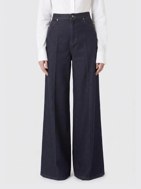 Max Mara High-waisted Wide Leg Jeans In Denim With Five Pockets - Blue