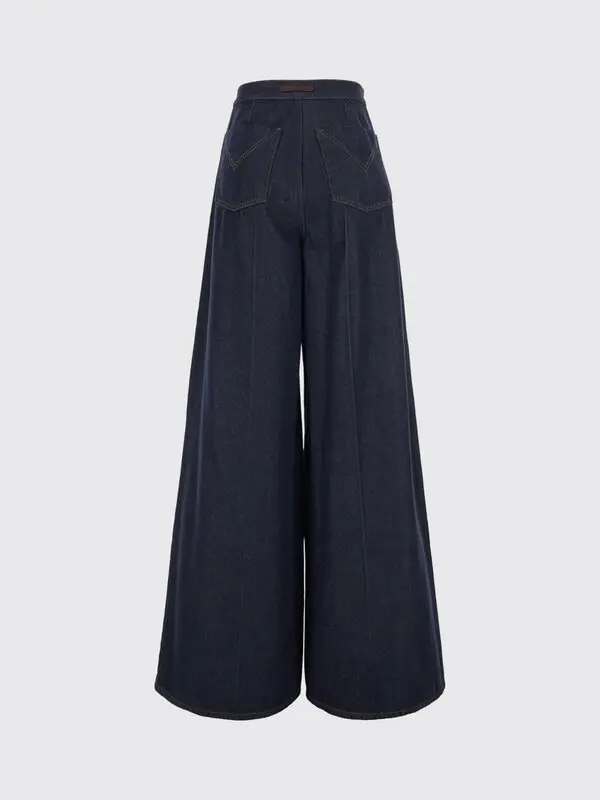 Max Mara High-waisted Wide Leg Jeans In Denim With Five Pockets - Blue
