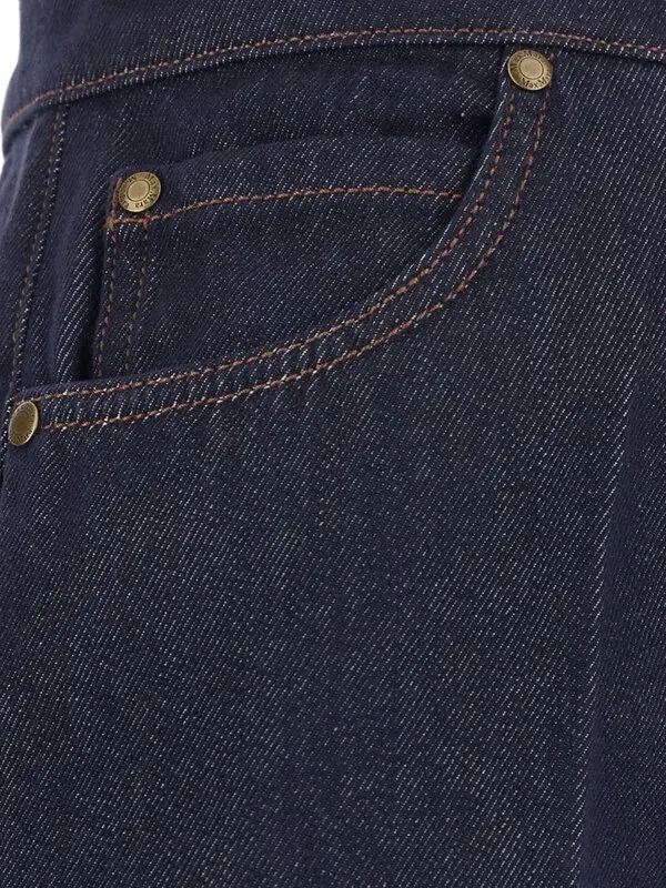 Max Mara High-waisted Wide Leg Jeans In Denim With Five Pockets - Blue
