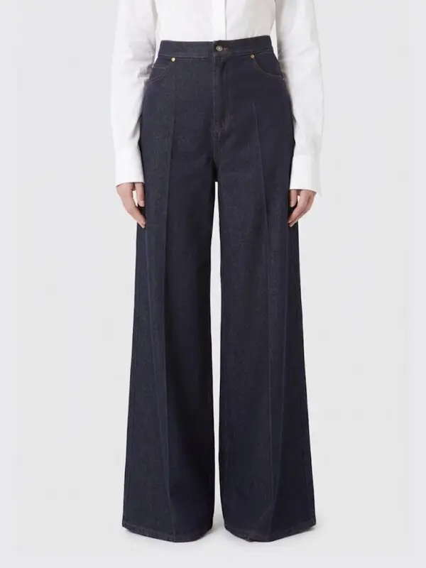 Max Mara High-waisted Wide Leg Jeans In Denim With Five Pockets - Blue