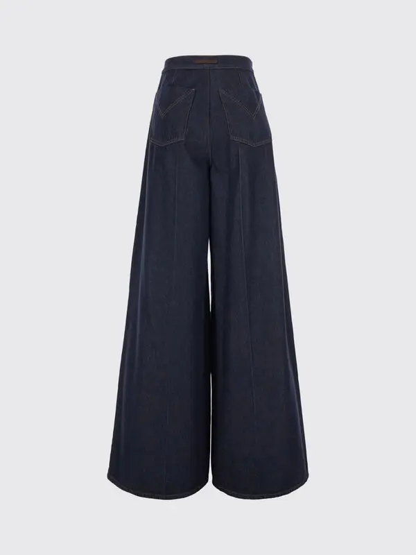 Max Mara High-waisted Wide Leg Jeans In Denim With Five Pockets - Blue