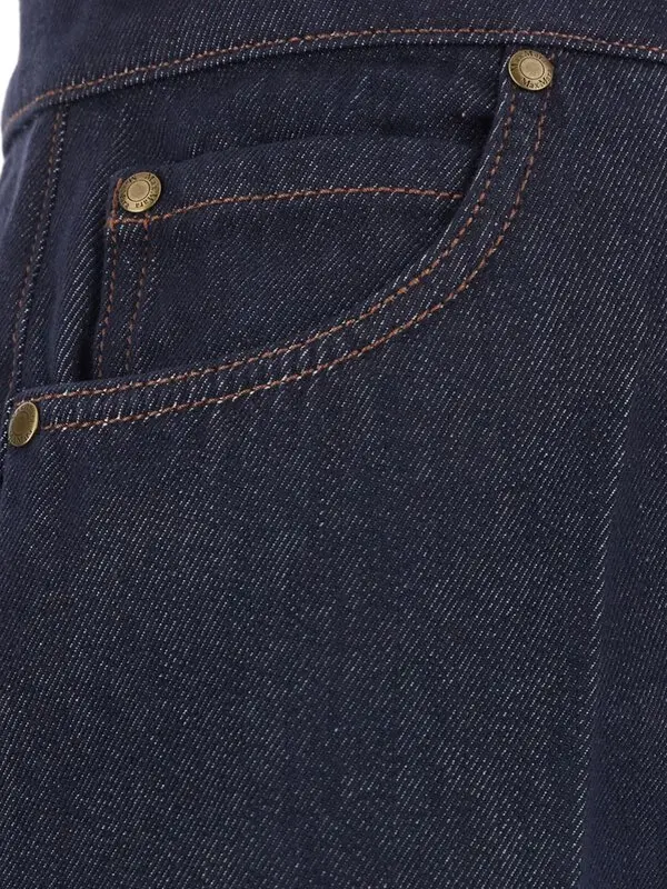 Max Mara High-waisted Wide Leg Jeans In Denim With Five Pockets - Blue