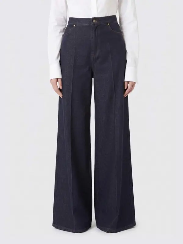 Max Mara High-waisted Wide Leg Jeans In Denim With Five Pockets - Blue