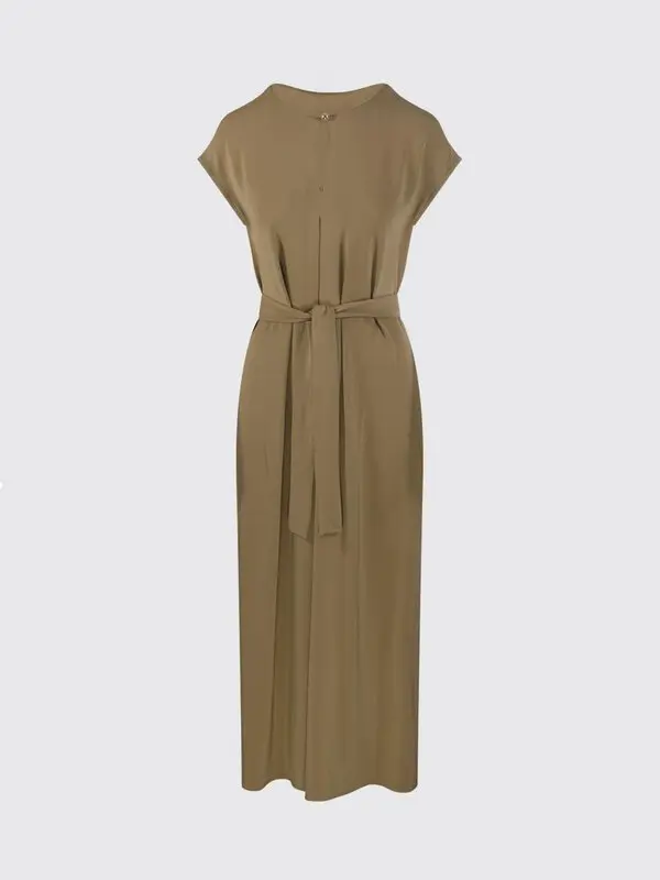 Max Mara A-line Stretch Viscose Midi Dress With Tie Belt