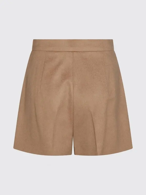 Max Mara Elegant Pleated Shorts In Camel Wool