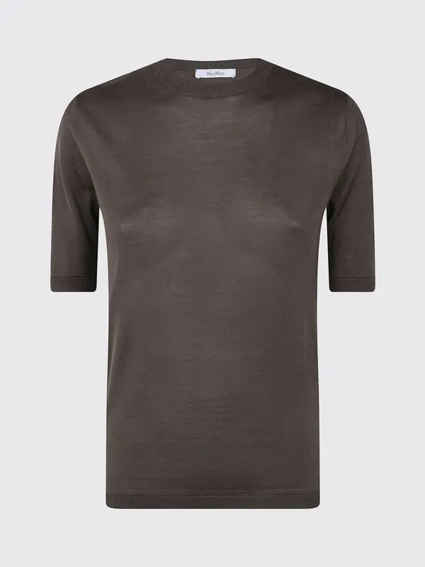 Max Mara Short-sleeved Silk And Cashmere Knit Top With Slim Fit - Green