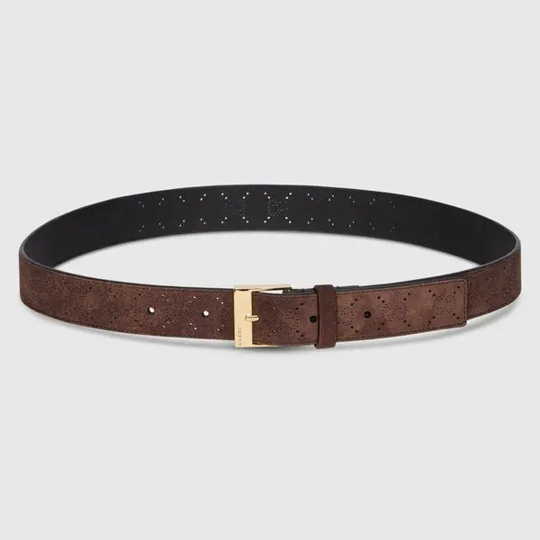 Gucci Belt With Squared Buckle, Suede