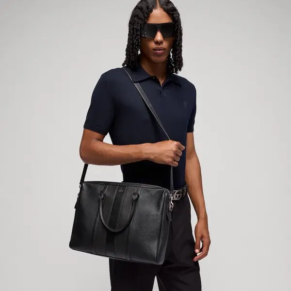 Gucci Web Trademark Medium Briefcase Leather