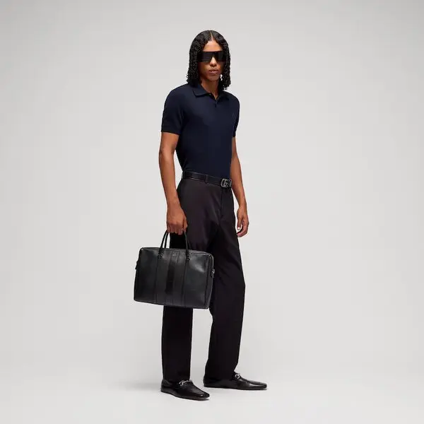 Gucci Web Trademark Medium Briefcase Leather