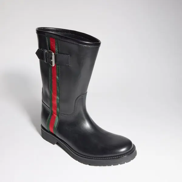 Gucci Boot With Web Leather