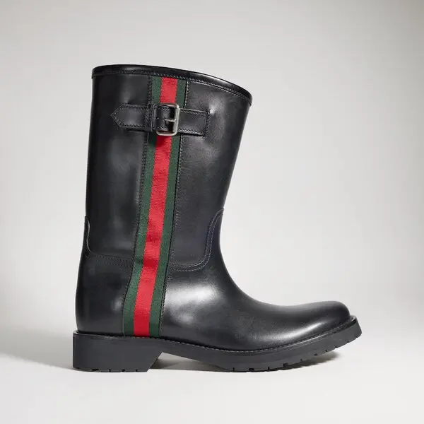 Gucci Boot With Web Leather