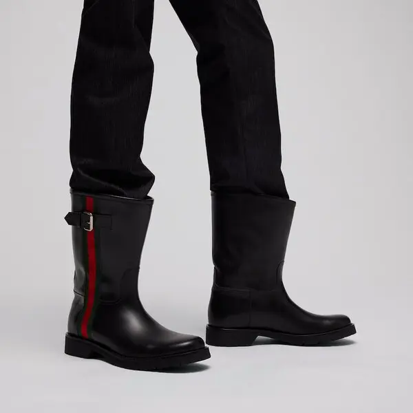 Gucci Boot With Web Leather