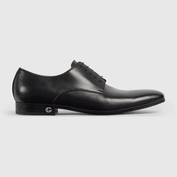 Gucci Lace-up Shoe With Double G Leather - Black