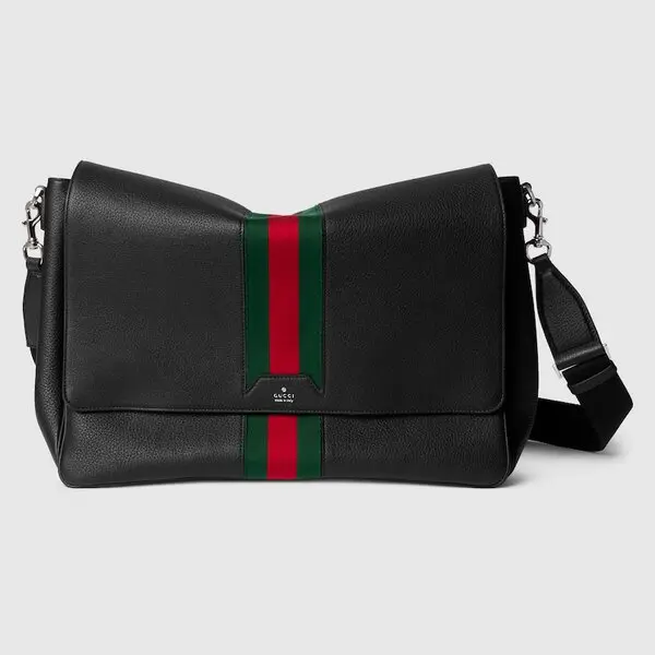 Gucci Web Trademark Medium Crossbody Bag Leather