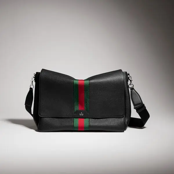 Gucci Web Trademark Medium Crossbody Bag Leather