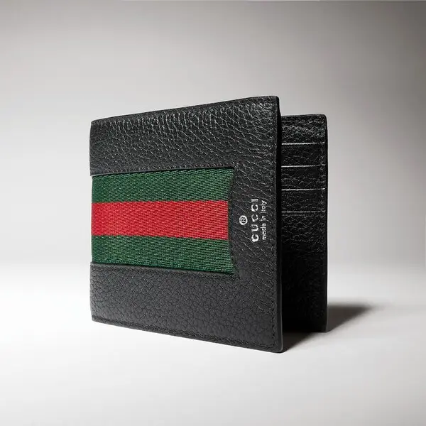 Gucci Web Trademark Bi-fold Wallet Leather
