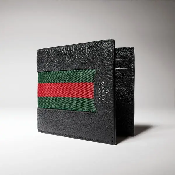 Gucci Web Trademark Bi-fold Wallet Leather