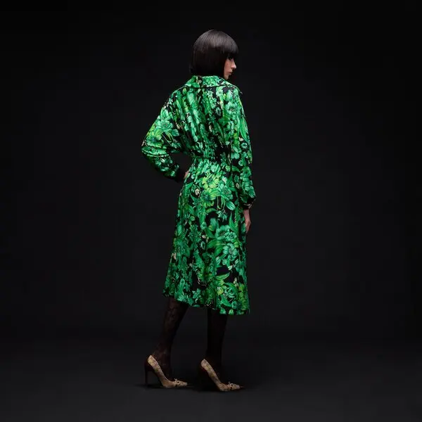 Gucci Printed Shiny Stretch Silk Long Dress