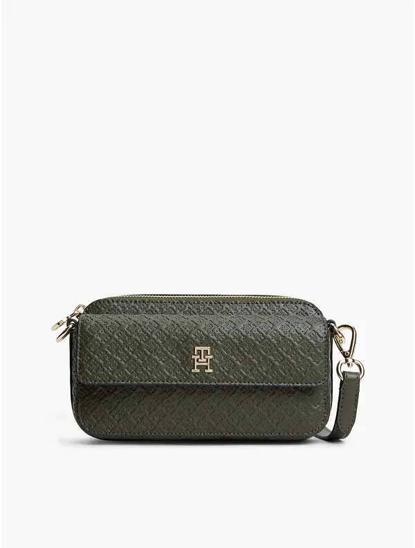 Tommy Hilfiger Allover Monogram Crossbody Bag - Dark Olive