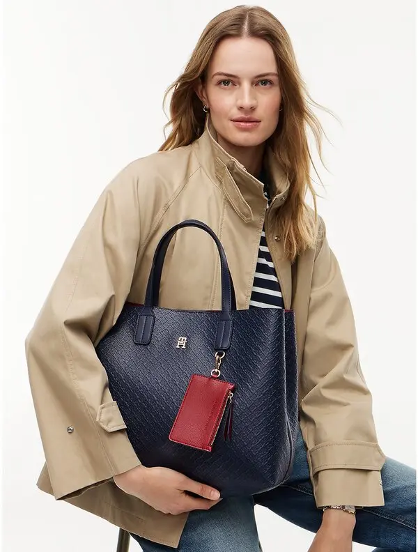 Tommy Hilfiger Allover Debossed Monogram Satchel Bag