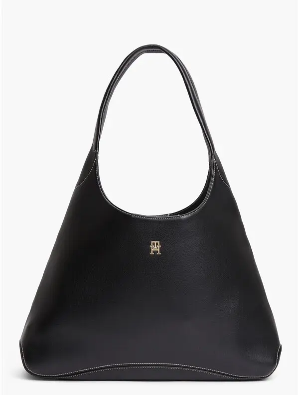 Tommy Hilfiger Monogram Slouchy Shoulder Bag - Black