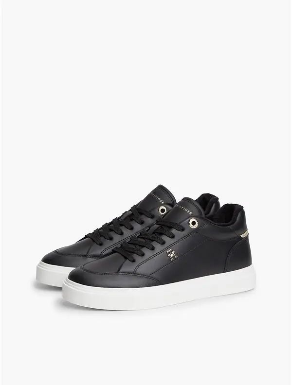 Tommy Hilfiger Fleece-lined Leather Cupsole Sneaker - Black