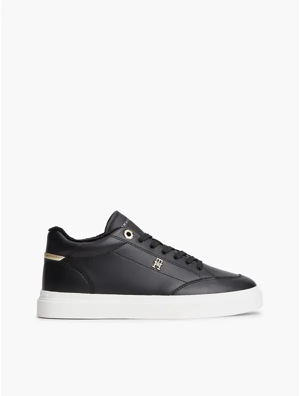 Tommy Hilfiger Fleece-lined Leather Cupsole Sneaker - Black