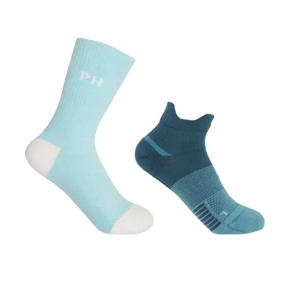 PEPER HAROW - MADE IN ENGLAND Reversible Luxury Sports & Dual Trainer Walking Socks Bundle - Blue