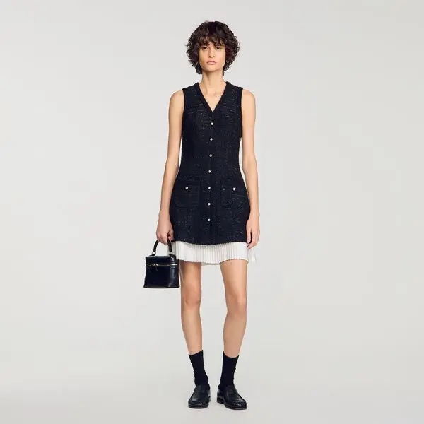 Sandro Short Two-tone Tweed Dress