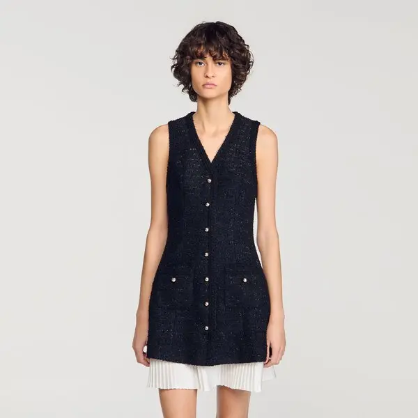 Sandro Short Two-tone Tweed Dress