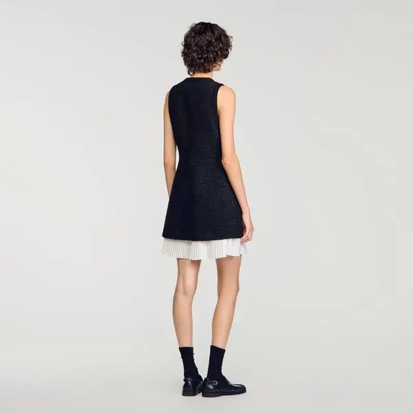 Sandro Short Two-tone Tweed Dress