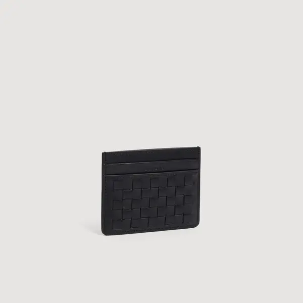 Sandro Braided Leather Card Holder