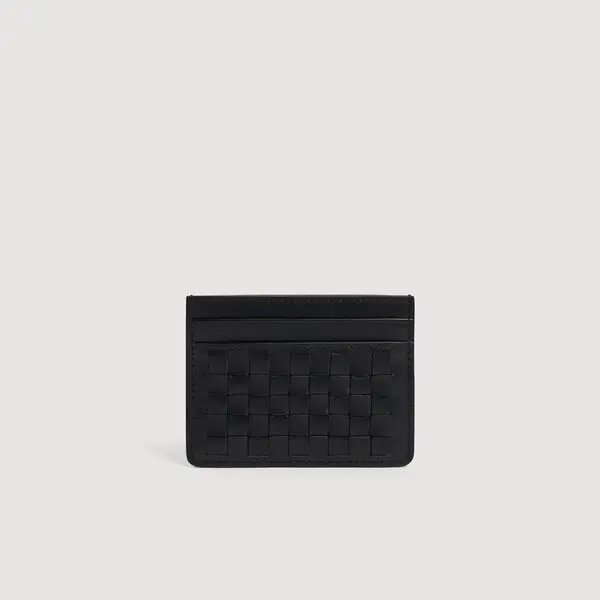 Sandro Braided Leather Card Holder