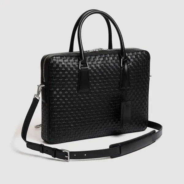 Sandro Woven Leather Briefcase