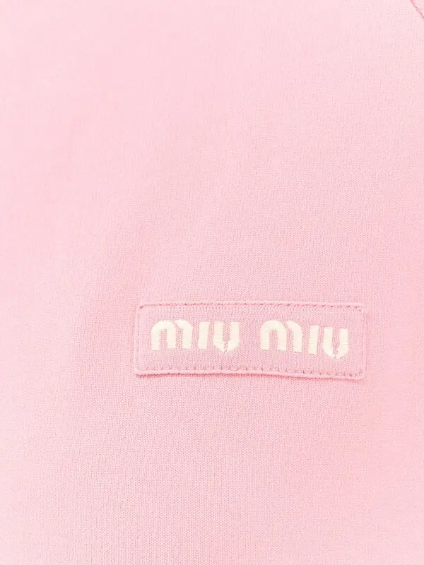 Miu Miu Silk Blend Cardigan With Embroidered Logo Patch