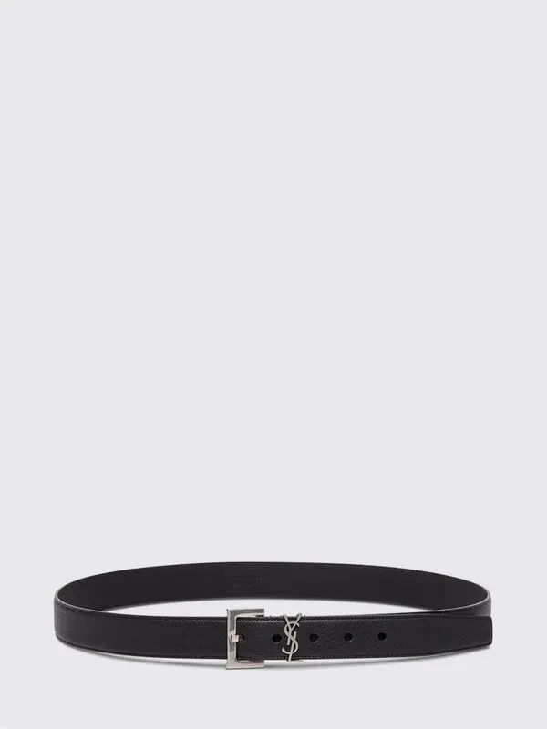 Saint Laurent Monogram Lambskin Leather Belt - Black