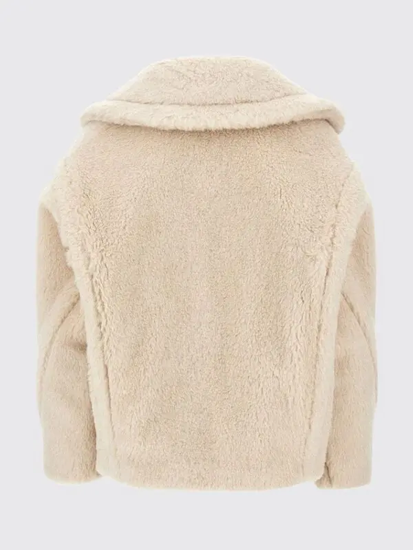 Max Mara Short Double-breasted Faux-fur Effect Coat In A Wool Blend - White