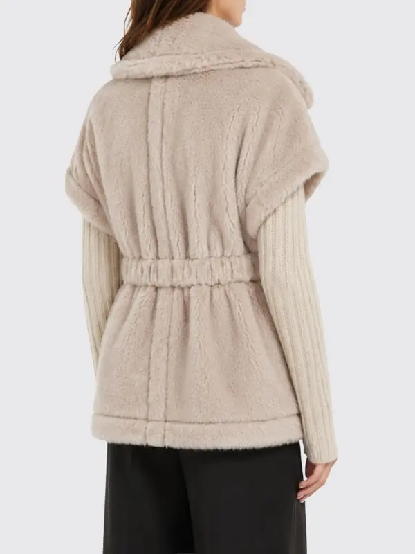 Max Mara Short Camel Fur Jacket With Lapels And Belt