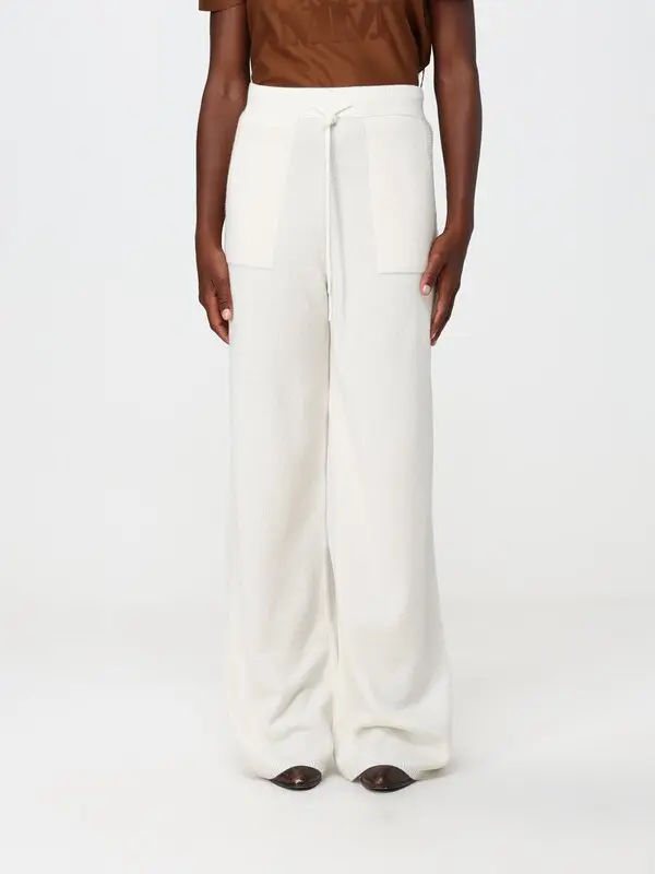 Max Mara High-waisted Pure Cashmere Knit Wide-leg Trousers - White