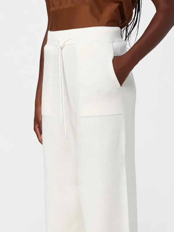 Max Mara High-waisted Pure Cashmere Knit Wide-leg Trousers - White