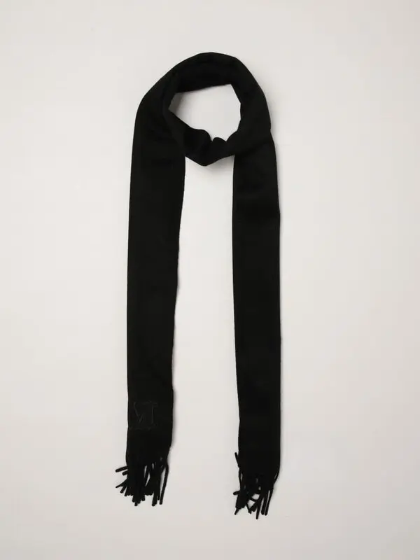 Max Mara Dalia Monogram Pure Cashmere Scarf With Fringed Edges - Black