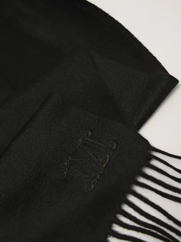Max Mara Dalia Monogram Pure Cashmere Scarf With Fringed Edges