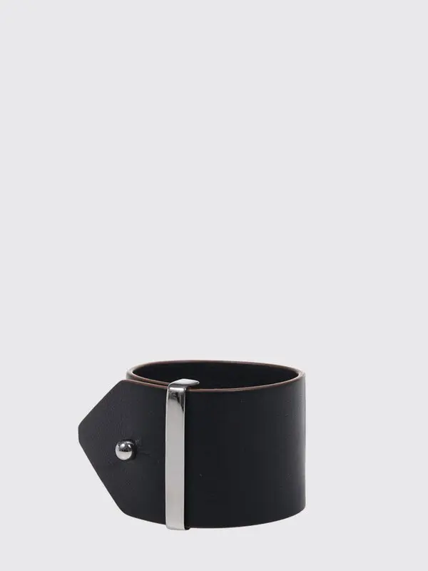 Max Mara Tavola Smooth Calfskin Leather Bracelet With Interlocking Clasp