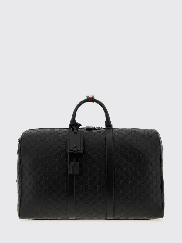 Gucci Gg Emblem Travel Bag In Leather With Embossed Gg Monogram